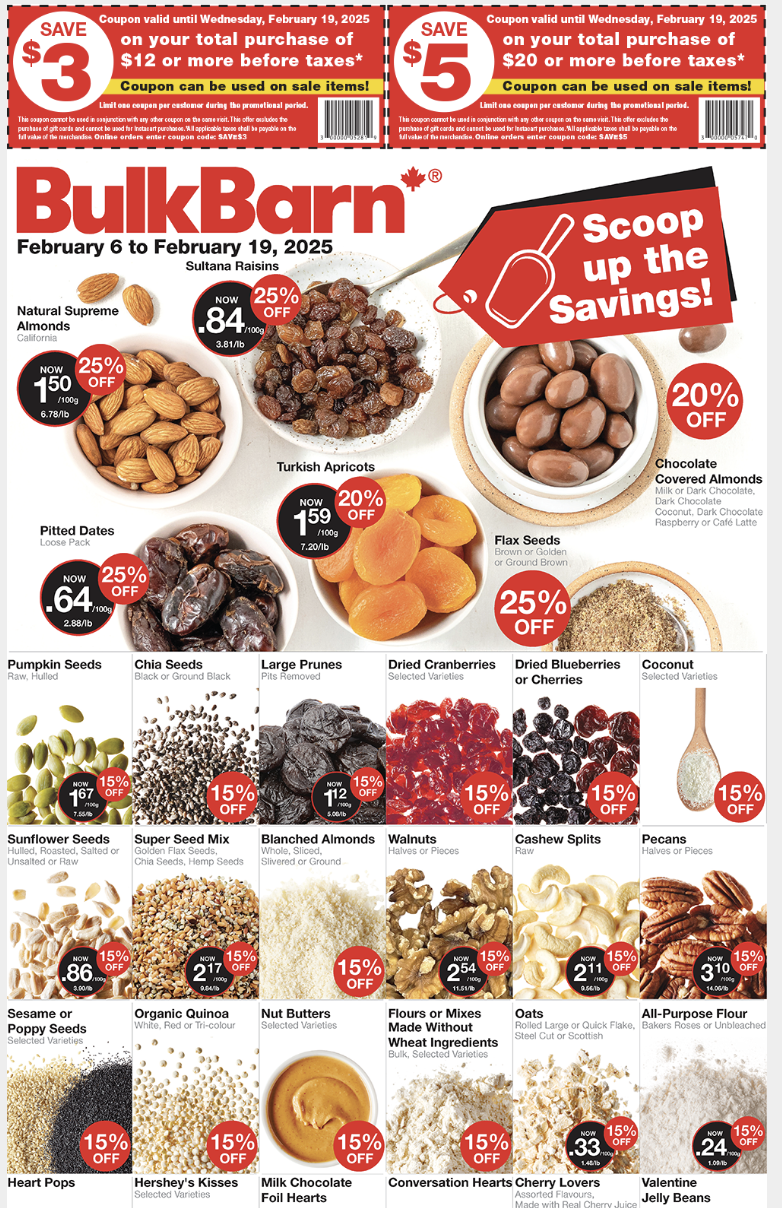 Bulk Barn Canada Coupons and Flyer Deals: Save $3 to $5 Off Your Purchase with Coupons + 25% off ...